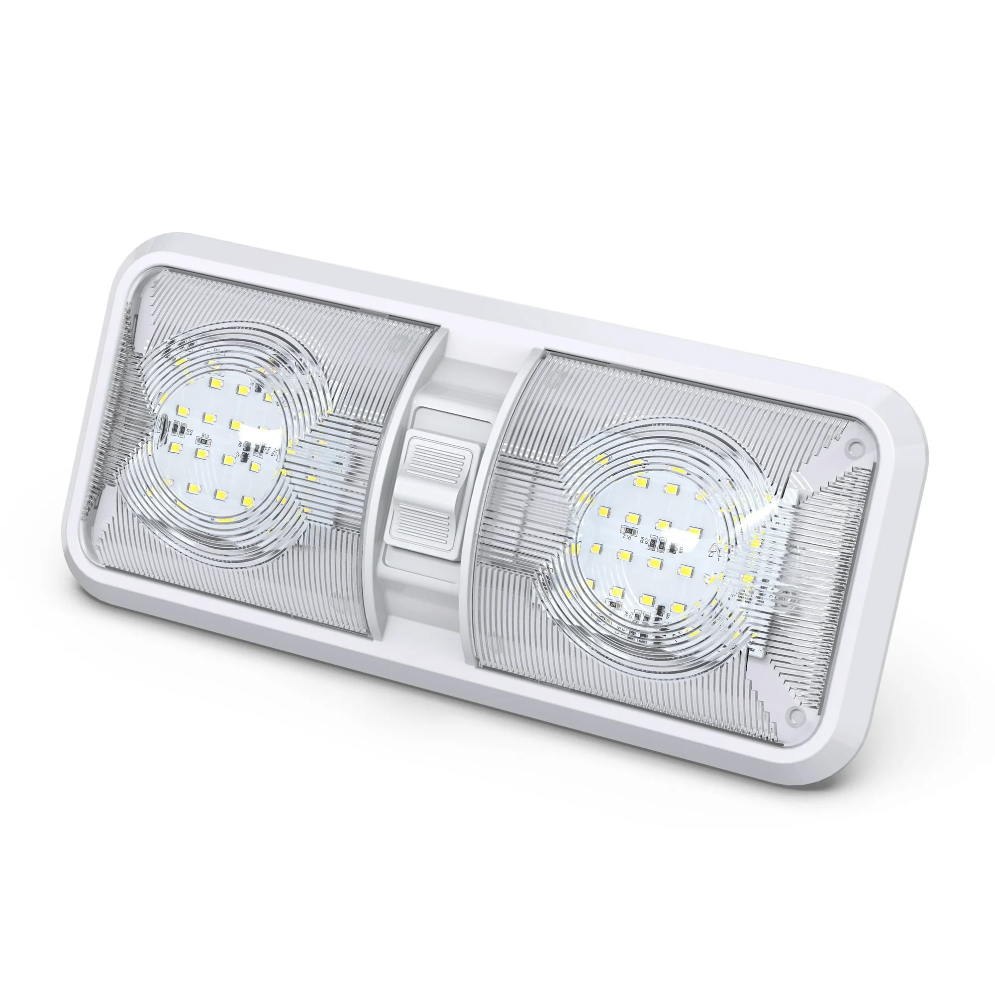 RV LED Ceiling Double Dome Light Fixture With On/Off Switch DC 12V DSV ...