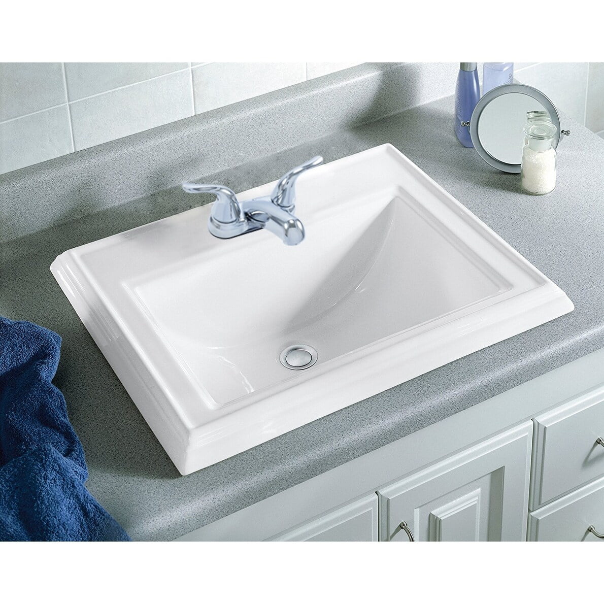 RV Lavatory Bathroom Faucet Double Handle Washerless Cartridge Less Pop ...
