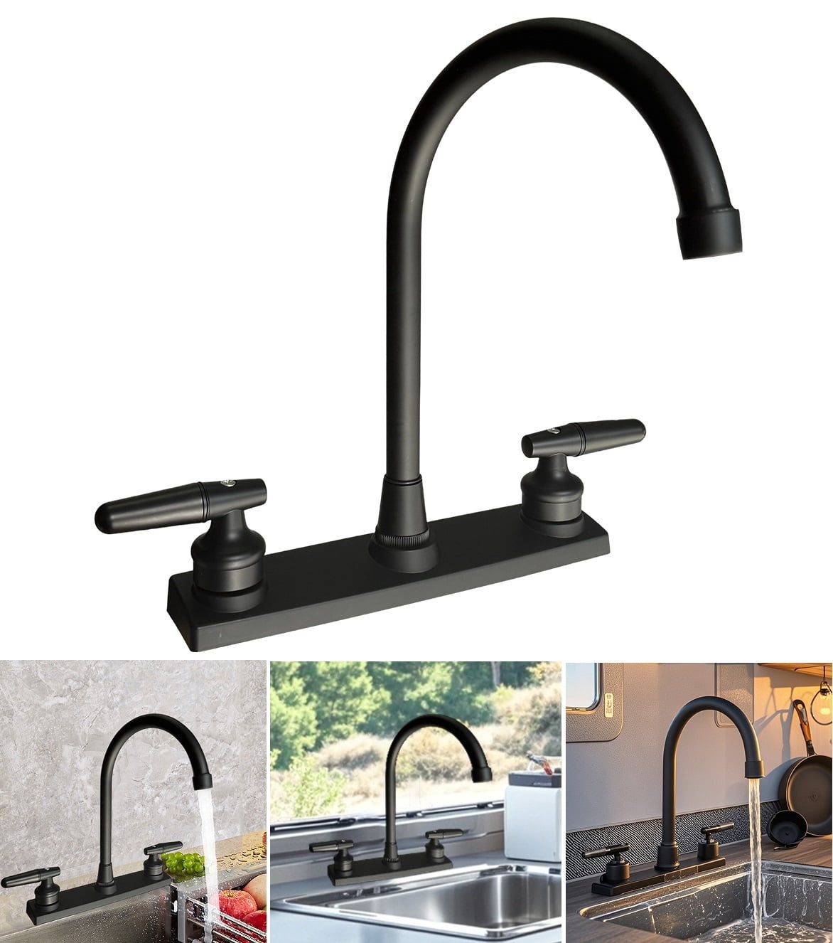 HHENGYISOUL RV Kitchen Faucet, Double Handle, High Arc Swivel, 2 ...