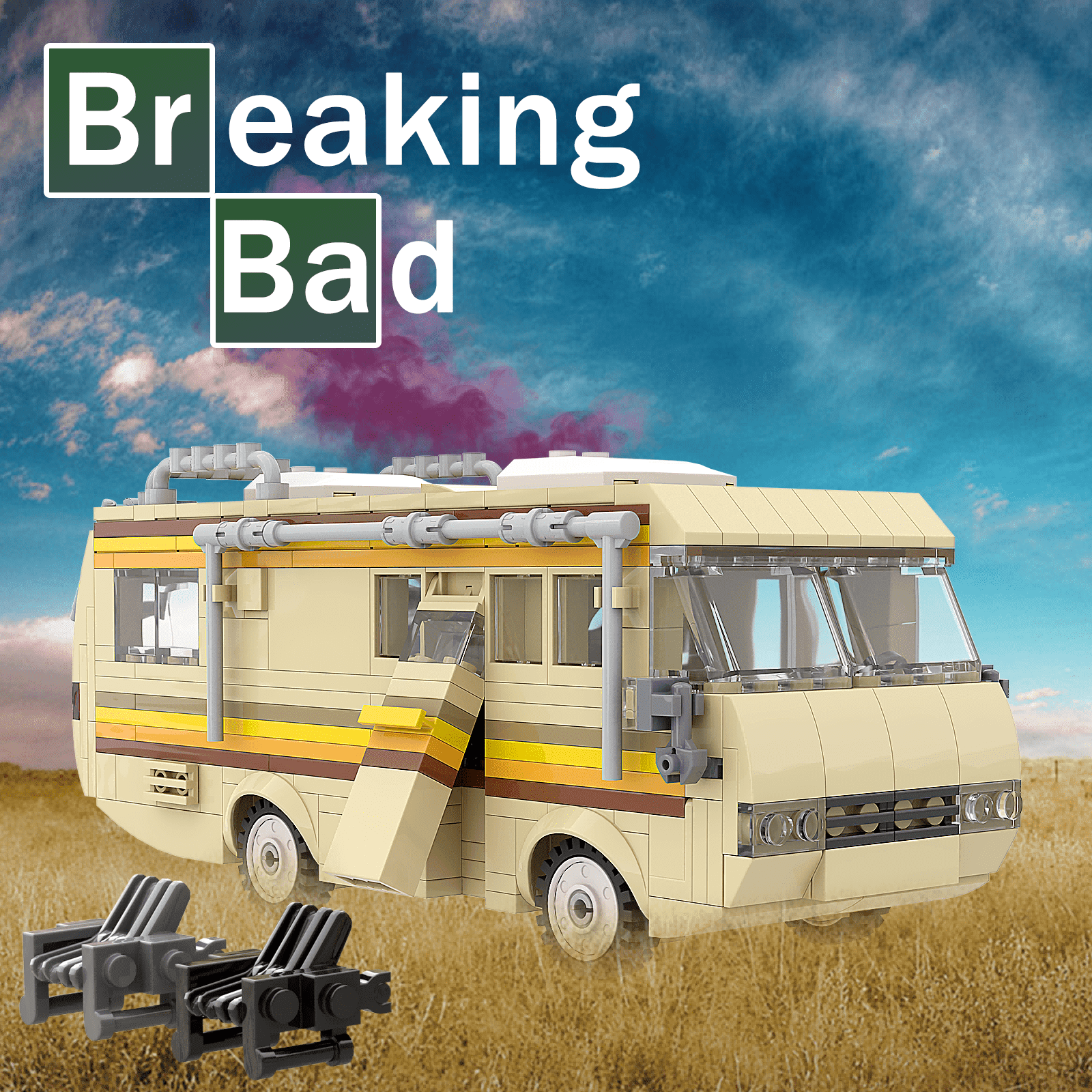 RV Model Car Building Set, Creative Breaked Baded Merchandise Van ...