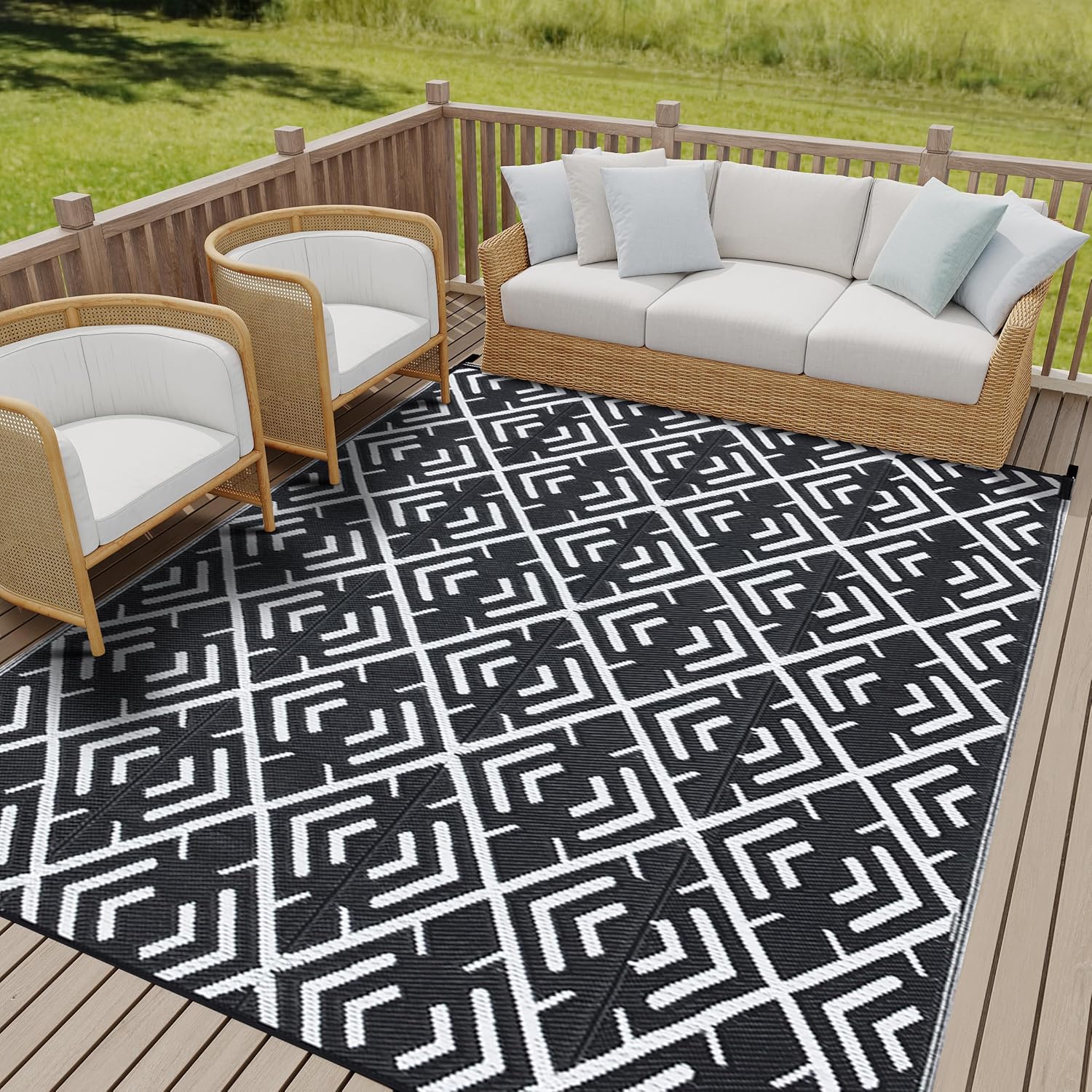 RV Outdoor Rug Waterproof Mat Outdoor Rugs 9'x12' for Patios Clearance ...