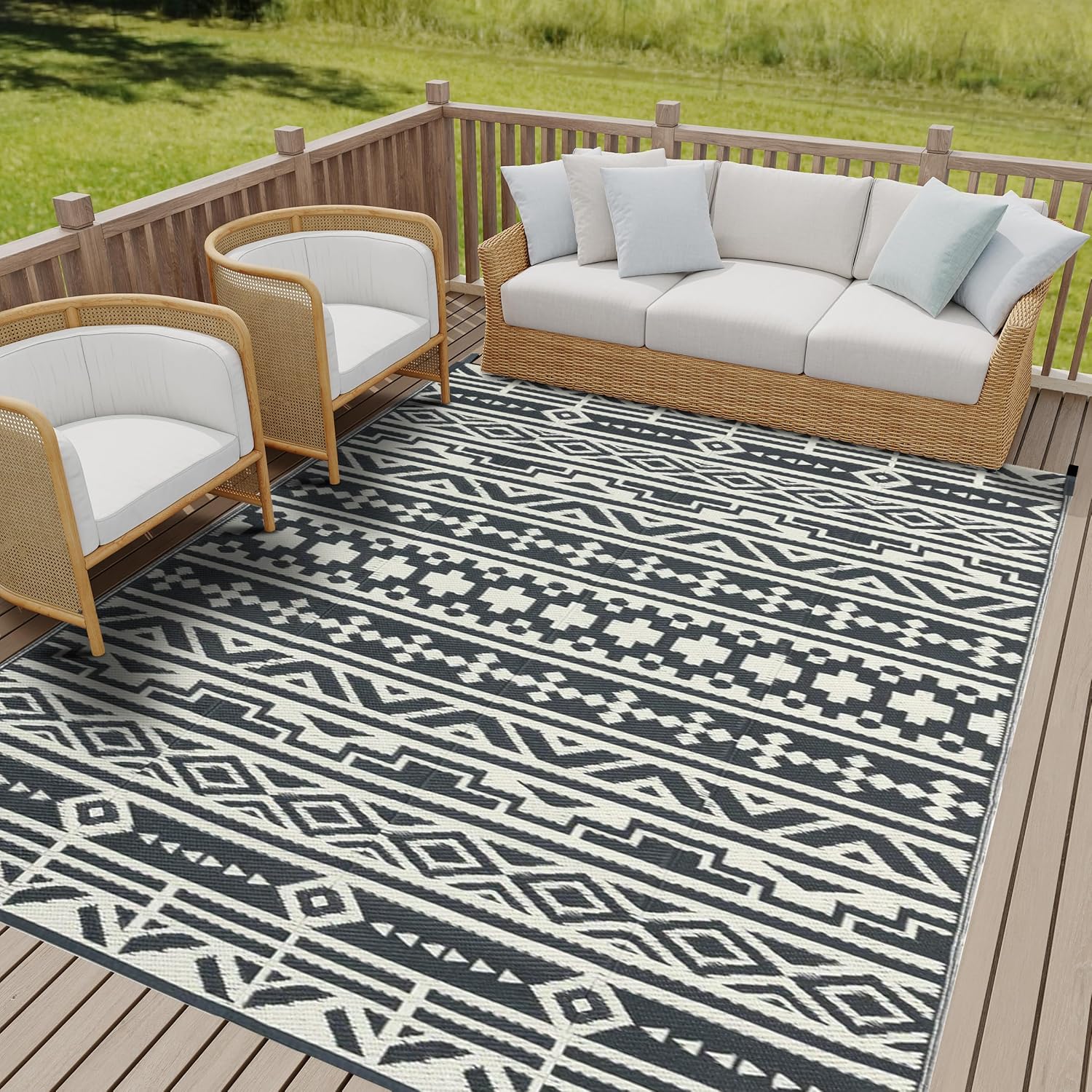 RV Outdoor Rug Waterproof Mat Outdoor Rugs 9'x12' for Patios Clearance ...