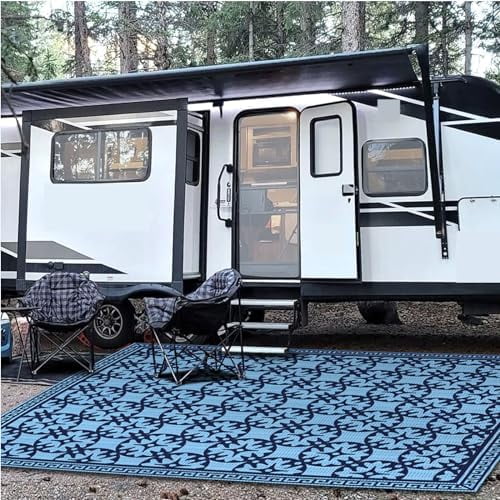 RV Outdoor Rugs,Waterproof 9x6 FT Outdoor Camping Rugs Foldable Camper ...