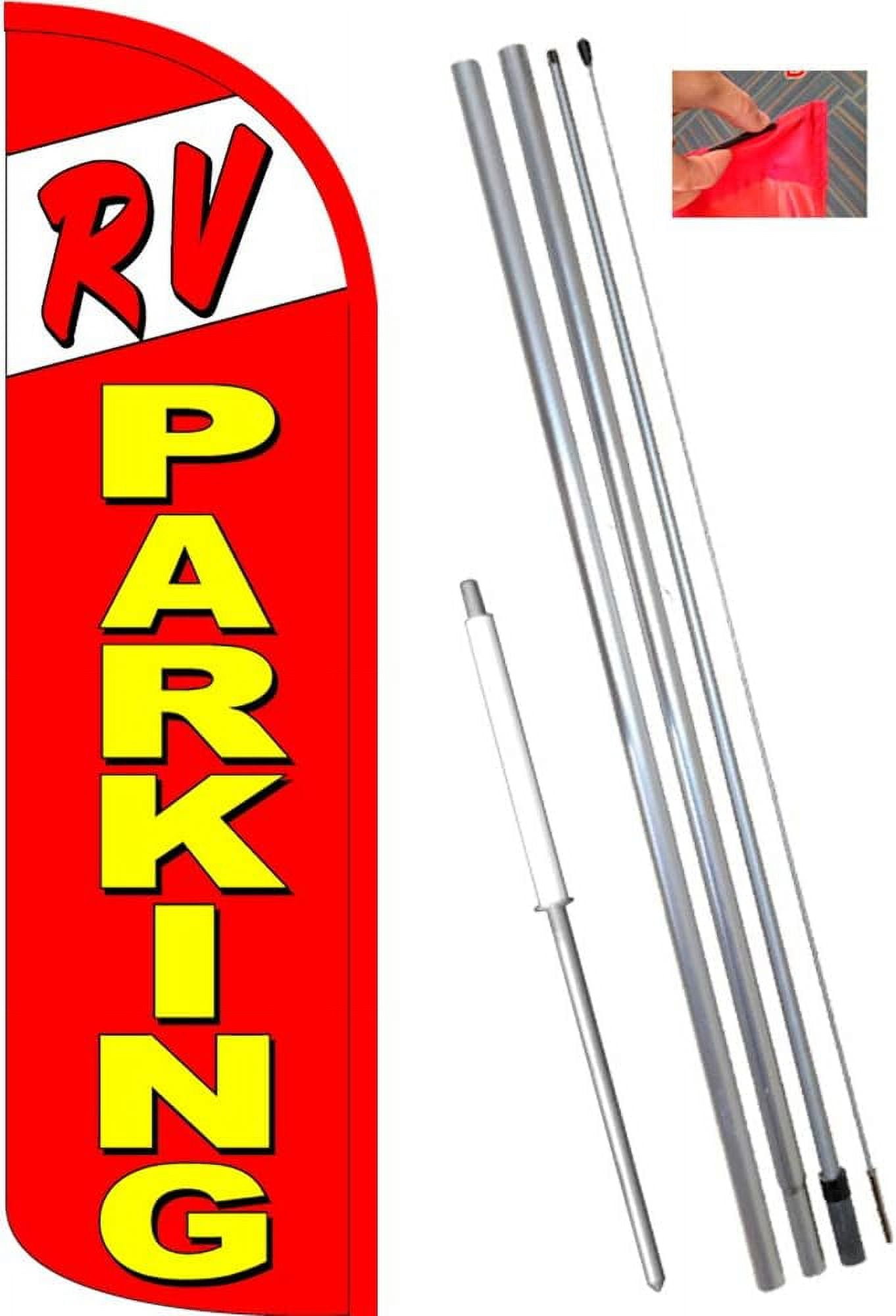RV PARKING Windless Feather Flag Bundle (11.5' Tall Flag, 15' Tall ...