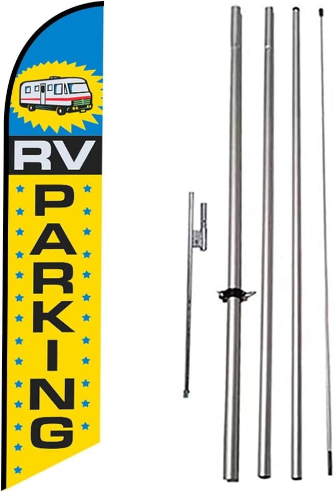 RV Parking Advertising Feather Banner Swooper Flag Kit with Flag Pole ...