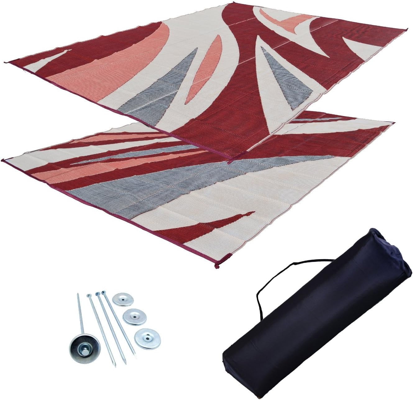 RV Patio Mat: 9 x 12 Burgundy Waves Pattern RV Awning Mat - Walmart.com