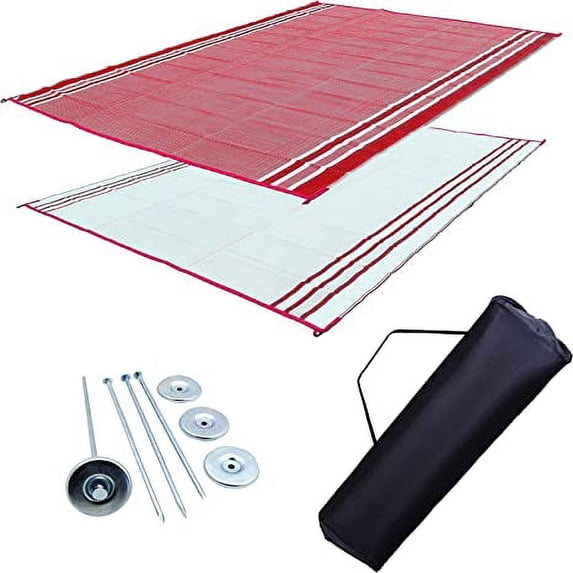 RV Patio Mat Awning Mat 9x12 Burgandy Sunset Outdoor RV Mat - Walmart.com