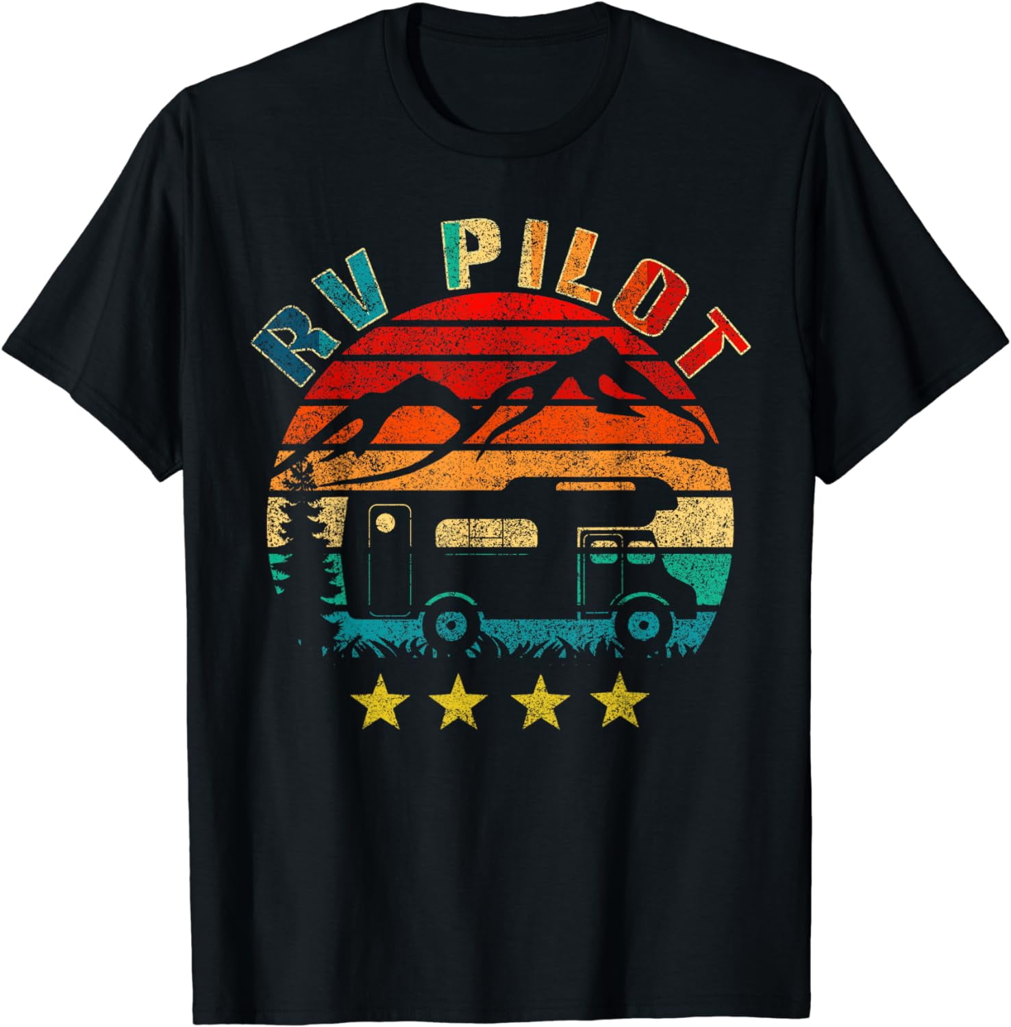 RV Pilot Camping Funny Vintage Motorhome Travel Vacation T-Shirt ...