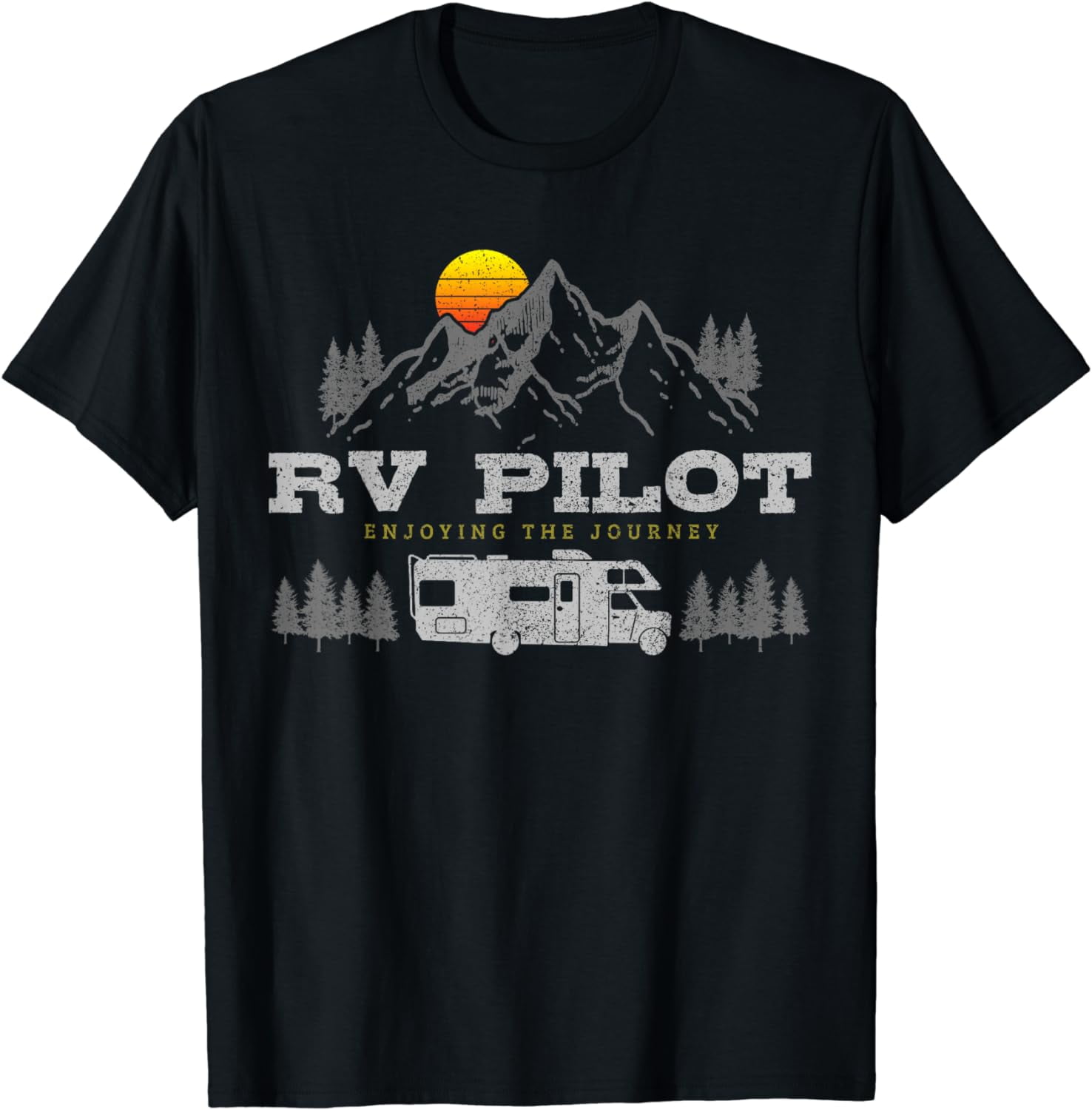 RV Pilot Vintage Mountains Camping Road Trip Camper Gift T-Shirt ...