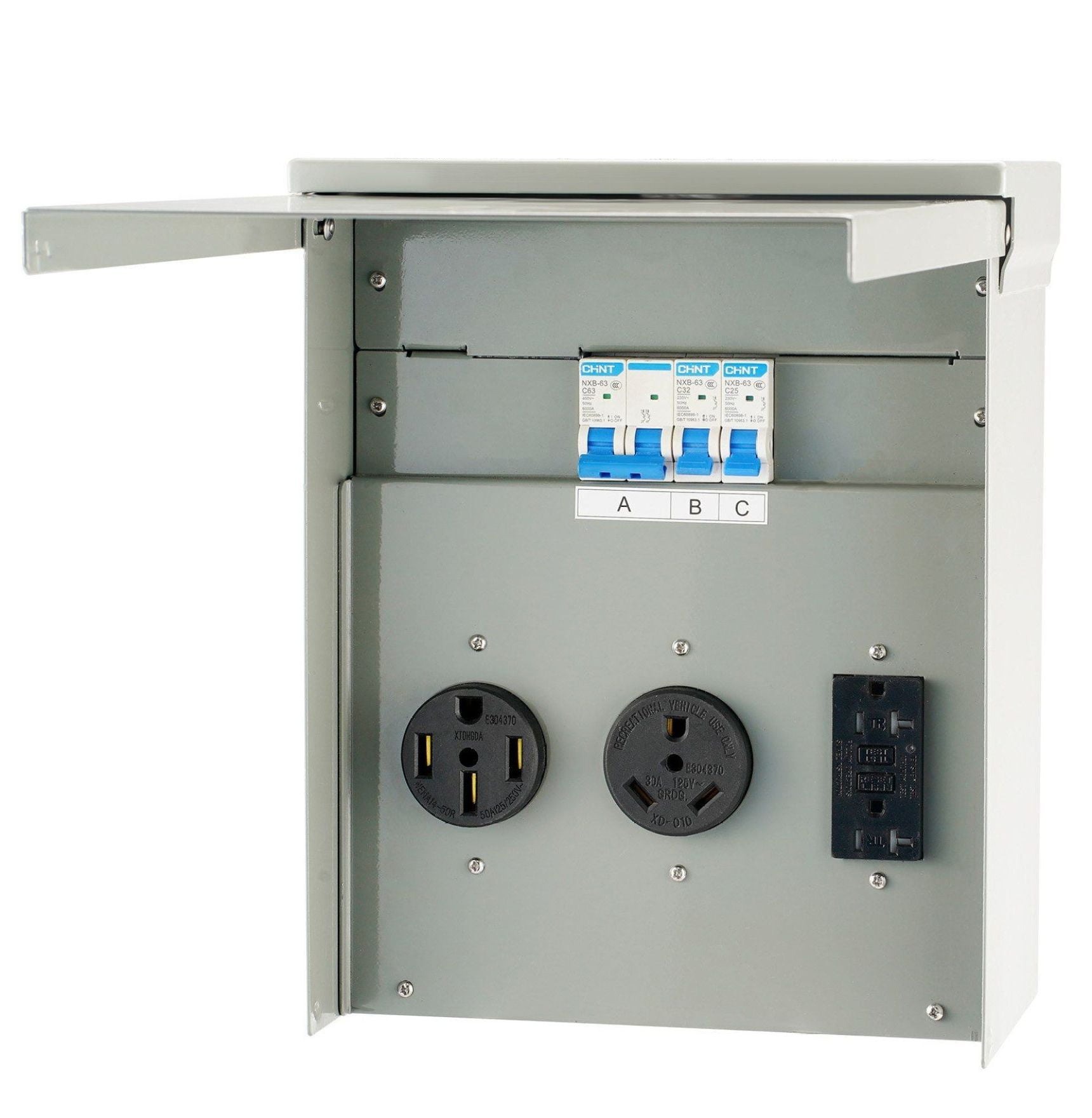 RV Power Outlet Box 125/250V, 20/30/50 Amp, NEMA 14-50R/TT-30R/15A GFCI ...