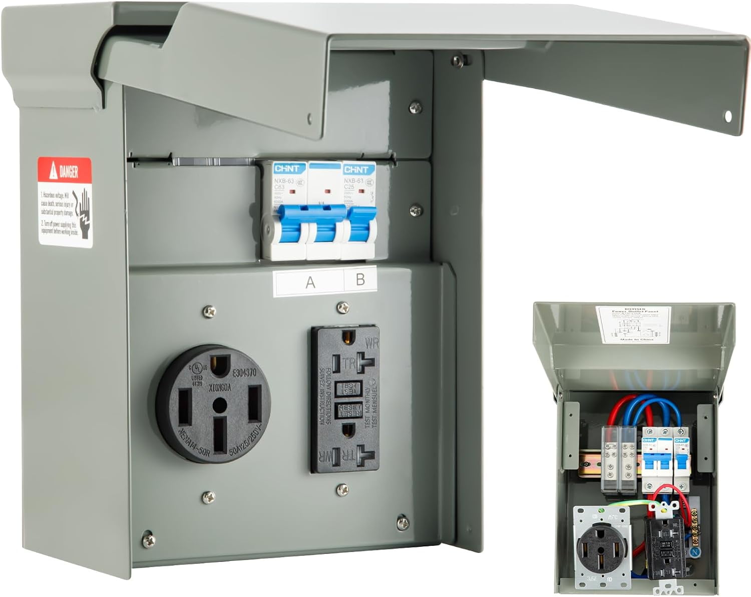 RV Power Outlet Panel, NEMA 3R Outdoor Electrical Box with 50A 14-50R ...