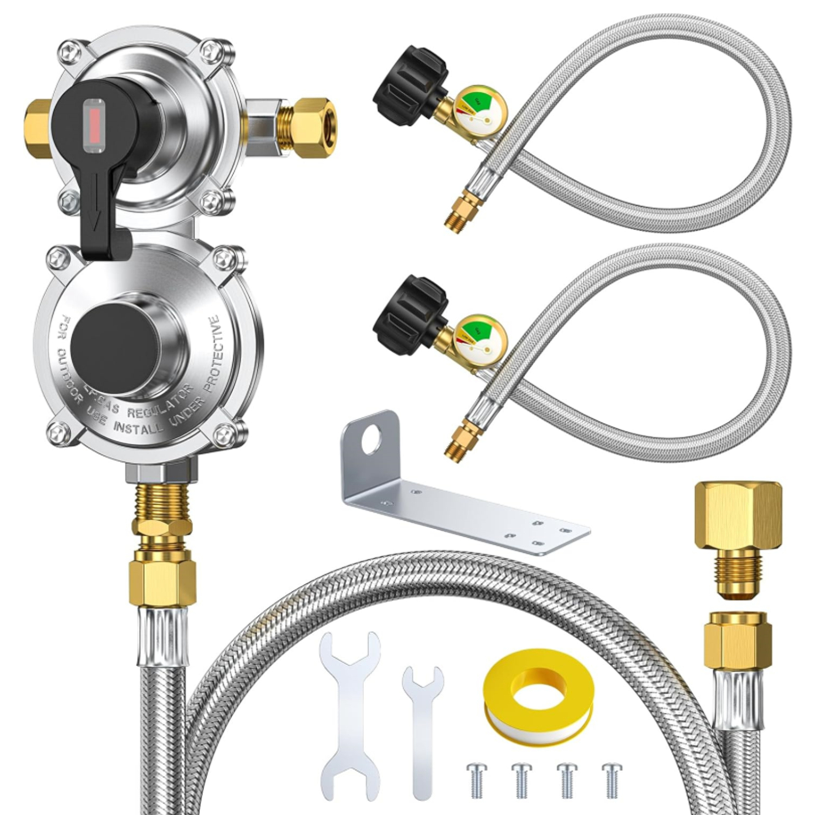 RV Propane 2-Stage Auto Changeover Rv Propane Regulator with Two 18" RV ...