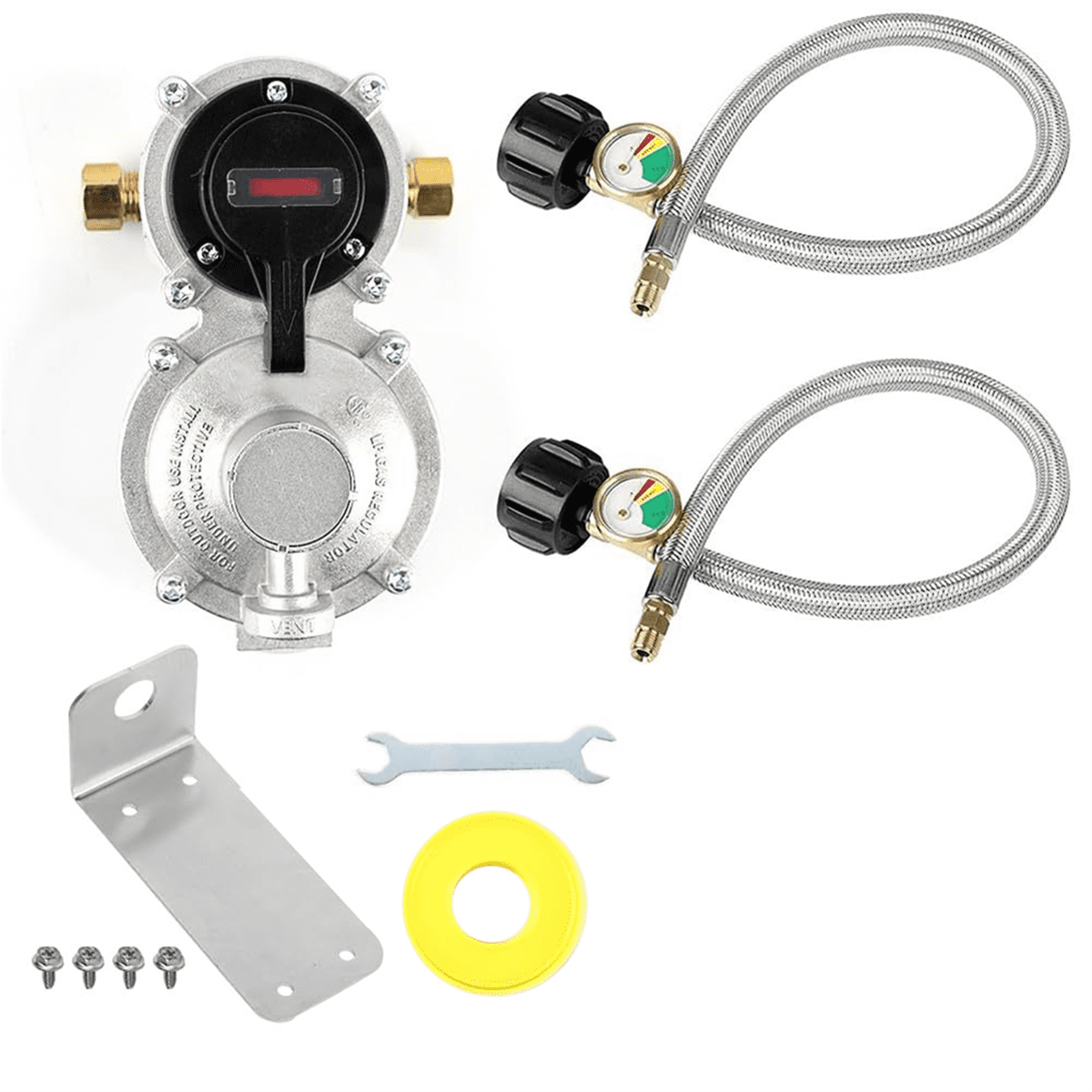 RV Propane Regulator with Hose, Heavy Duty 2-Tank Auto Changeover LP ...