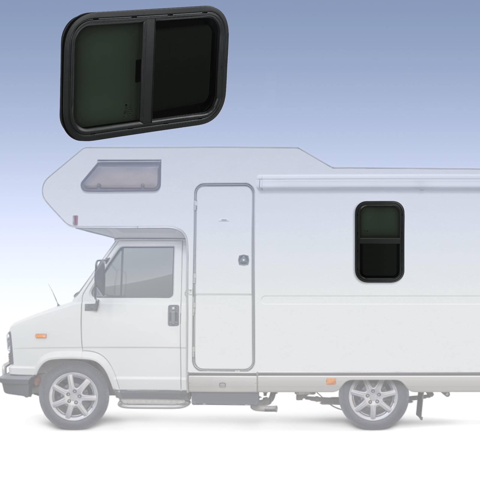 RV Push Pull Window, Waterproof Rounded Corner Window Black Powder ...