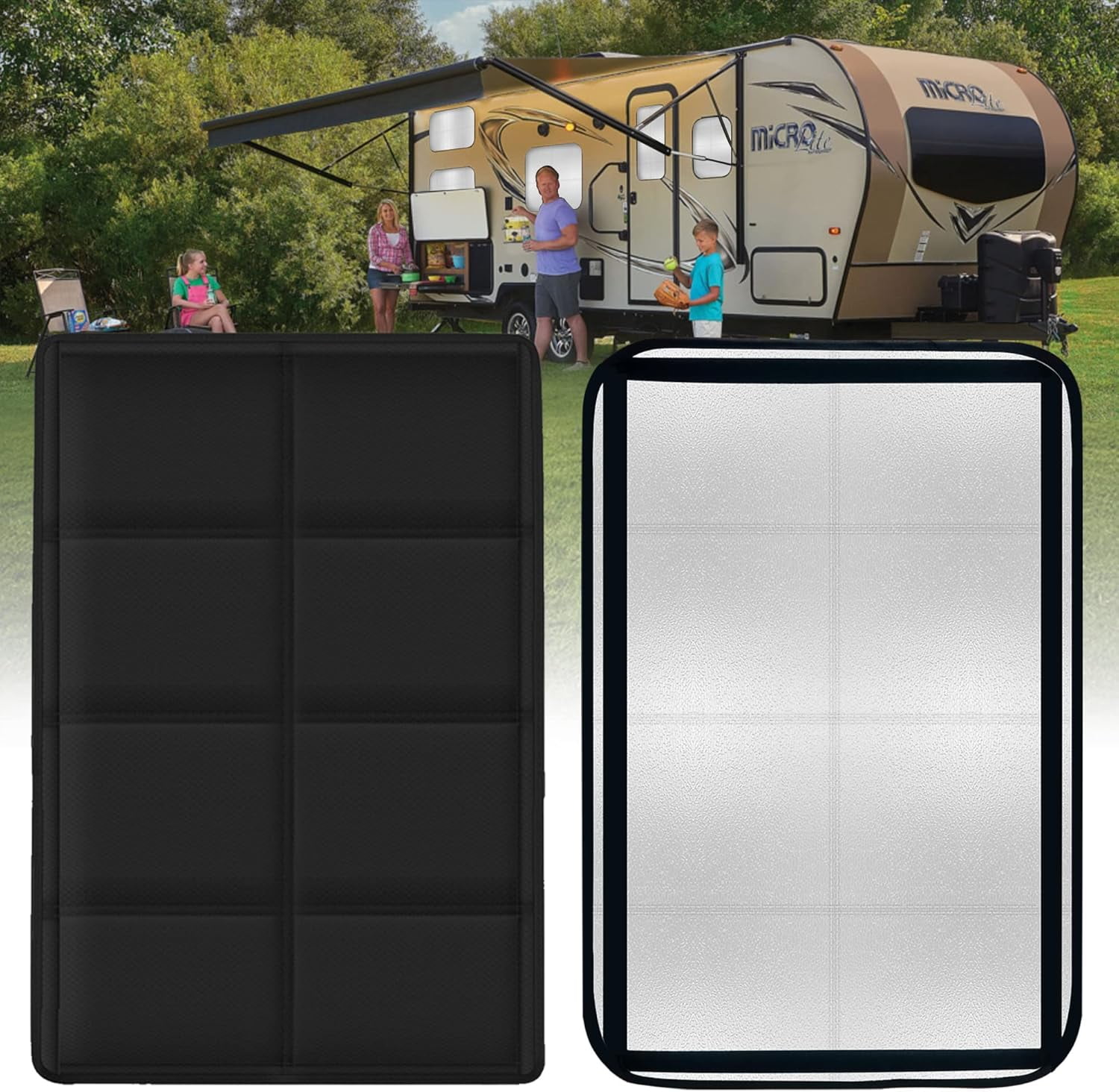RV RV Door Window Shade, 25" x 16" Magnetic Foldable Camper Door Window ...