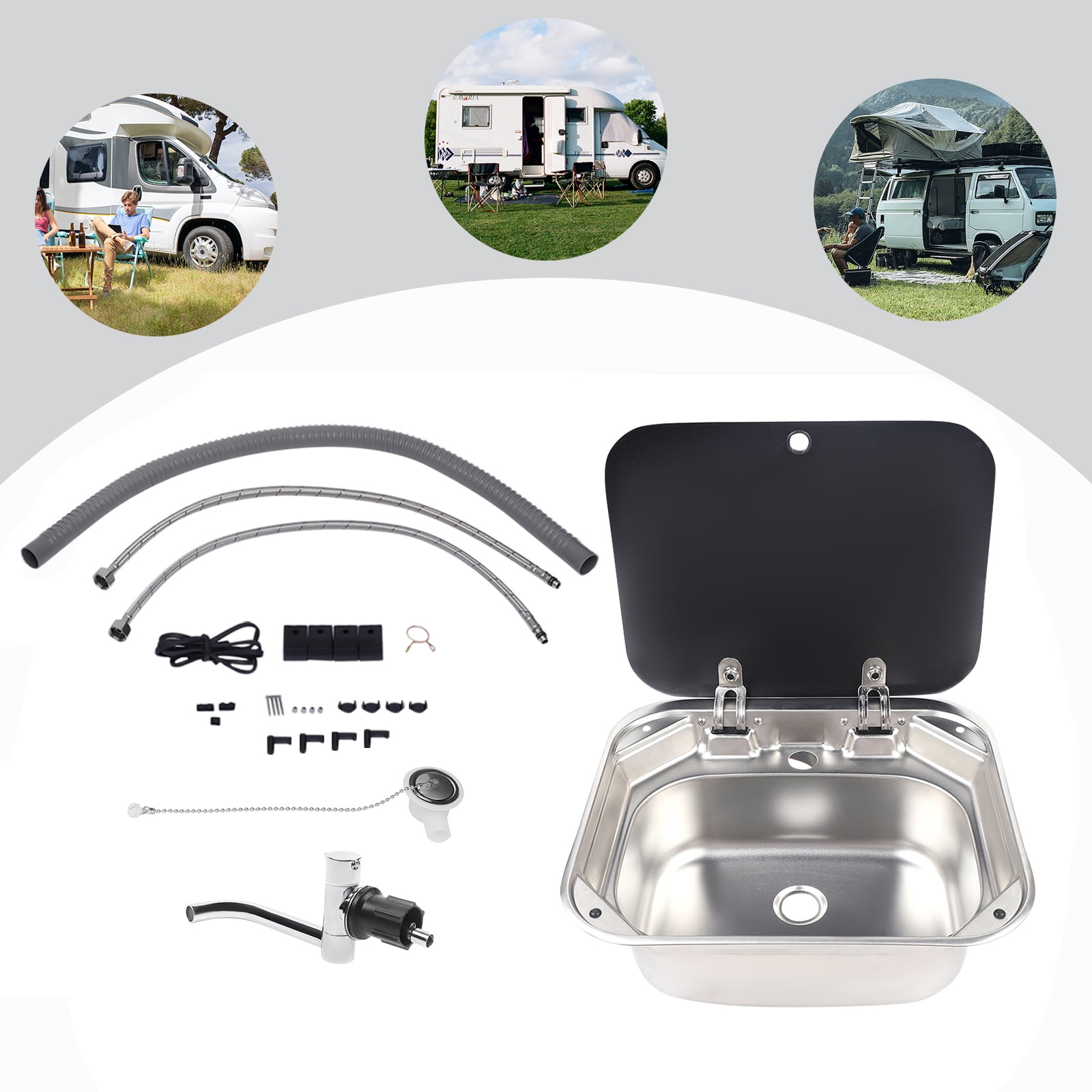 RV Rectangular Sink RV Caravan Camper Sink Modern Style Stainless Steel ...