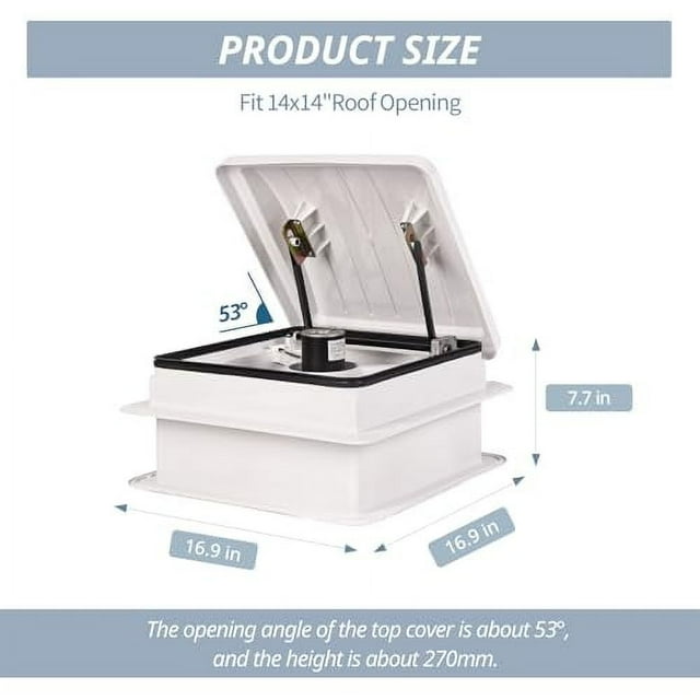 RV Roof Vent Fan 14" with LED Light,4 Speed Reversible 12V RV Exhaust ...