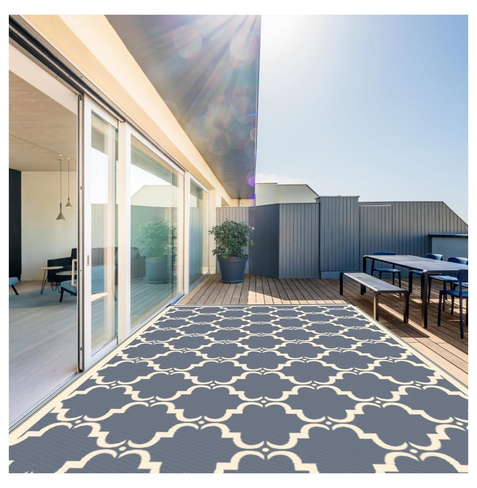 RV Rug 9'x12' Outdoor Patio Rug Large Reversible Rug Carpet Waterproof ...