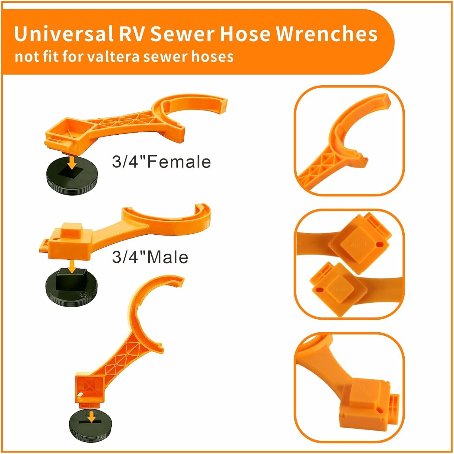 RV Sewer Hose Wrench，Sewer Cleanout Plug Wrench，1 Set Multi Tool ...