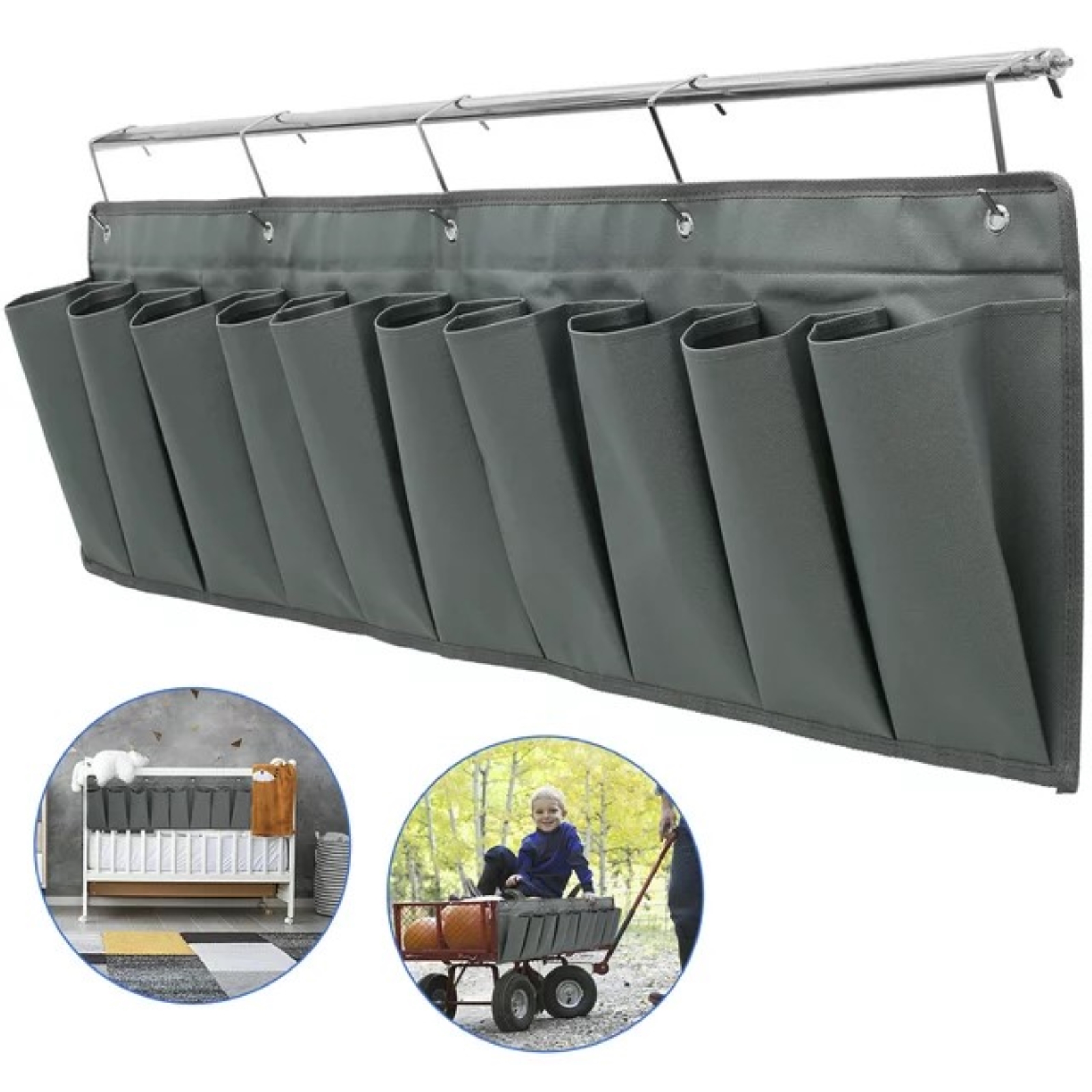 Bed Organizer Hanging Bunk Bed Storage Caddy with Metal Hooks for ...