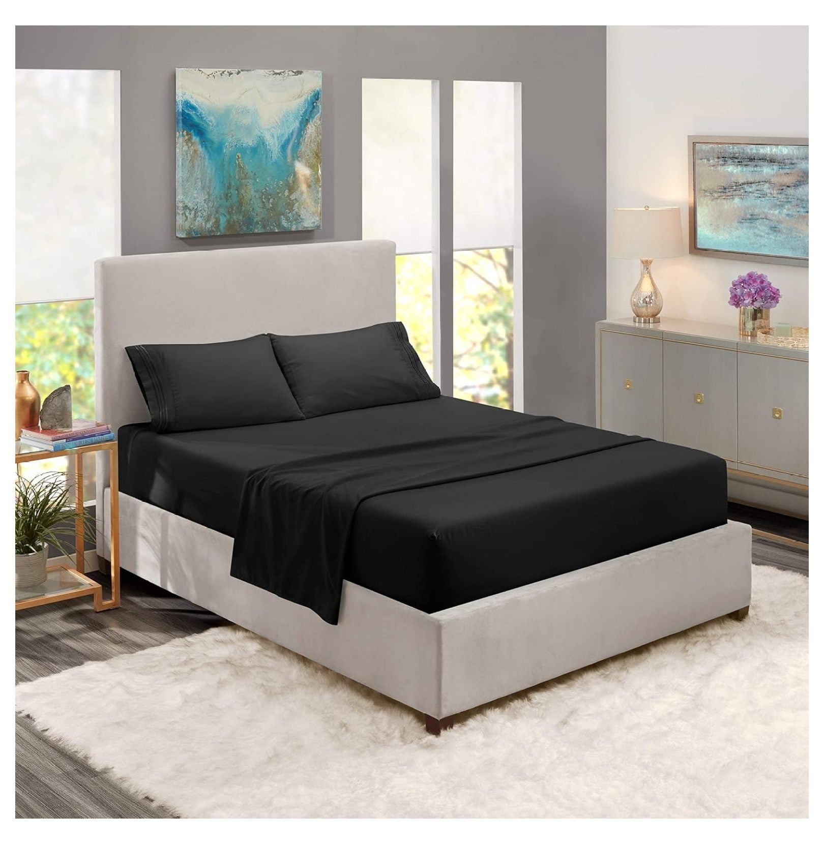 RV Short Queen Sheet Set - 4 Piece Bed Sheets for RV Short Queen Size ...