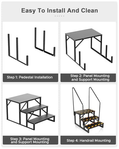 RV Stair RV Step with 2 Handrail Steel Hot Tub Mobile Steps Spa Ladder ...
