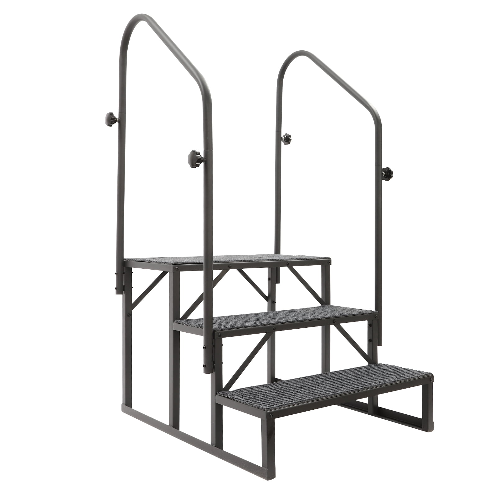 RV Stairs with Handrails and Ladder, Q235 Steel, Non-Slip Mats, 450 lbs ...