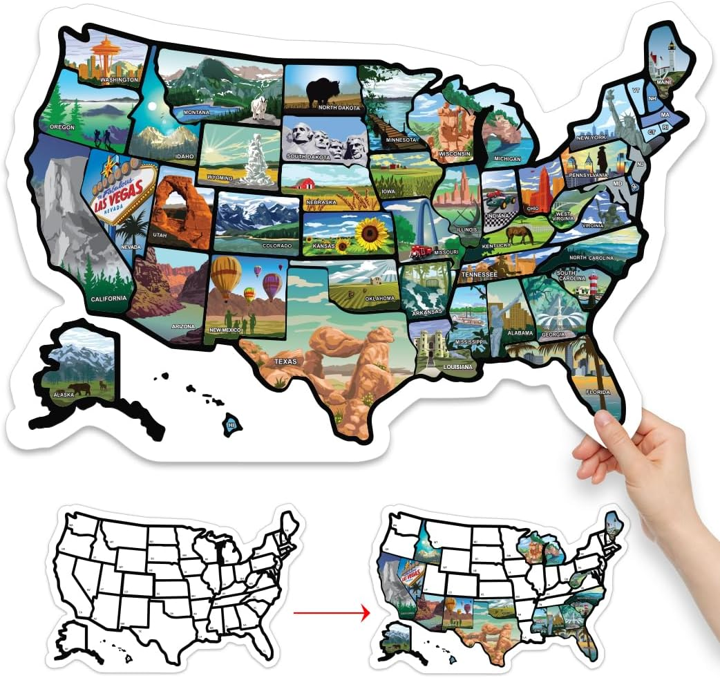RV State Sticker Travel Map - 11" X 17" - USA States Visited Decal ...