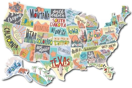 RV State Sticker Travel Map of The United States | 50 States Stickers ...