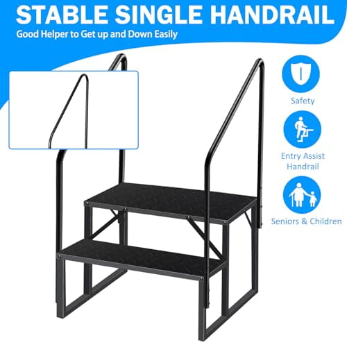 RV Step Stool, 2 Step Ladder, Hot Tub Steps with 2 Handrails, Heavy ...