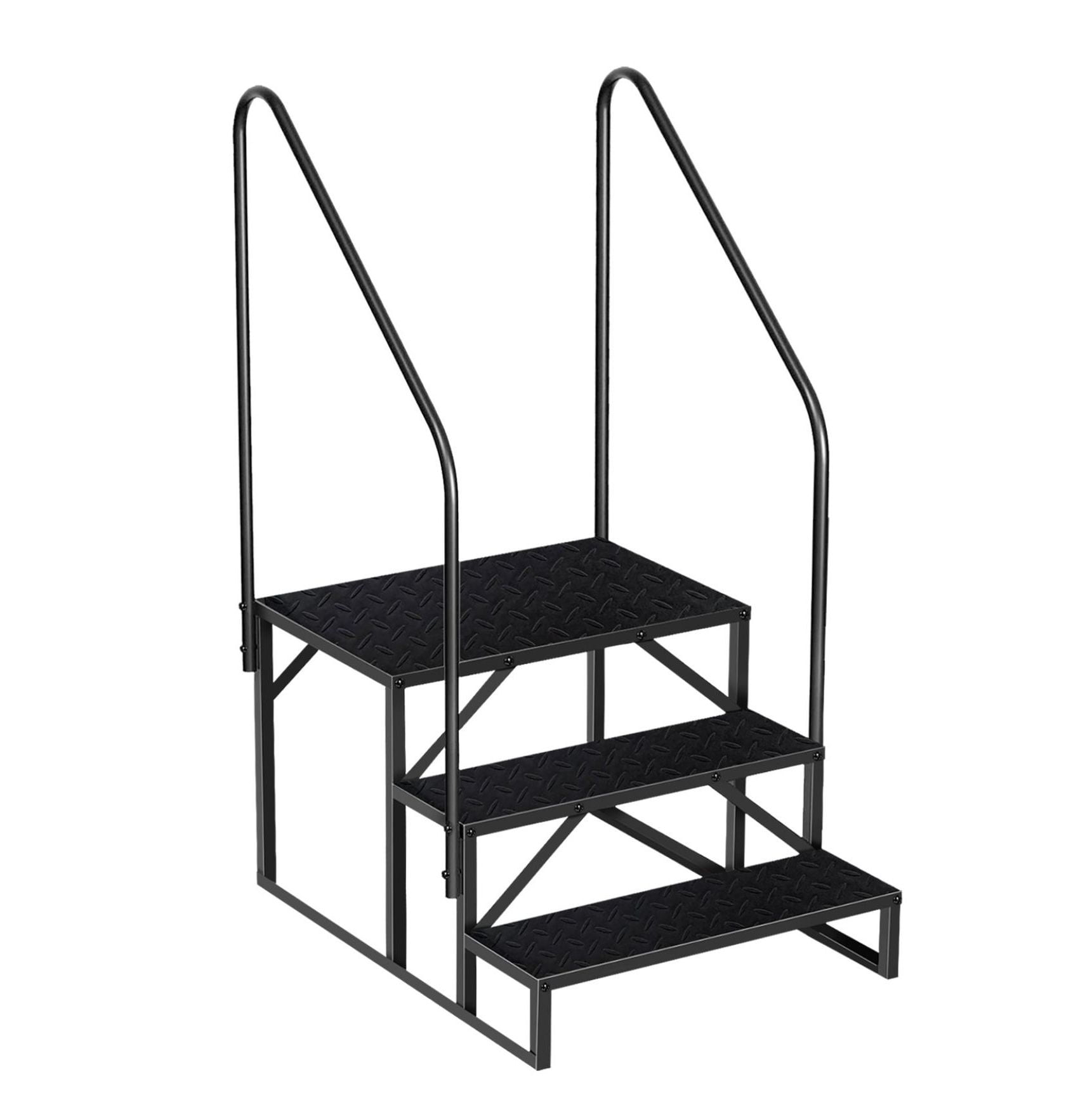 RV Steps with Handrail - 3 Step Portable RV Stairs for Travel Trailers ...