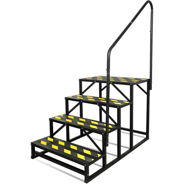 RV Steps with Handrail, 4 Step Mobile Home Stairs, Camper Steps 400 LBS ...