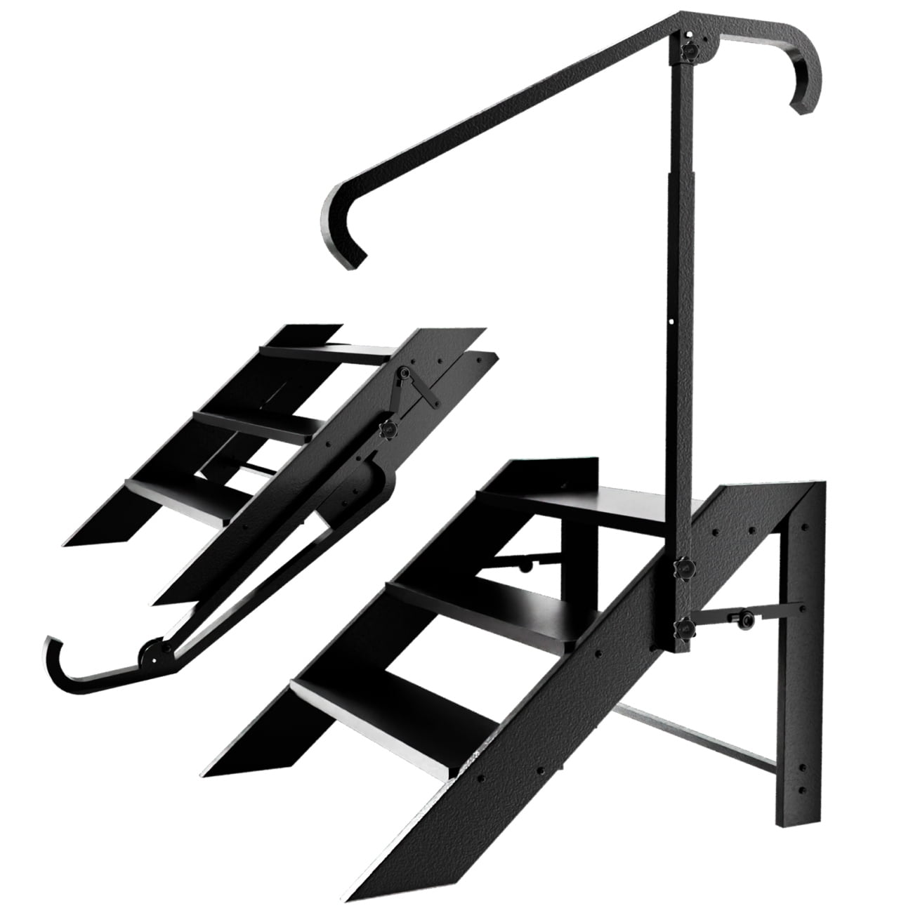 RV Steps with Height Adjustable Handrail, 3 Step Foldable Ladder with ...