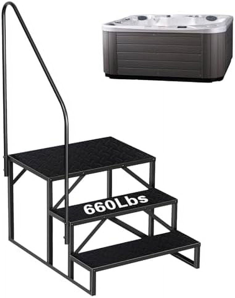 RV Steps, Hot Tub Steps with Handrail, 3 Step Stool Ladder, Anti-Slip ...
