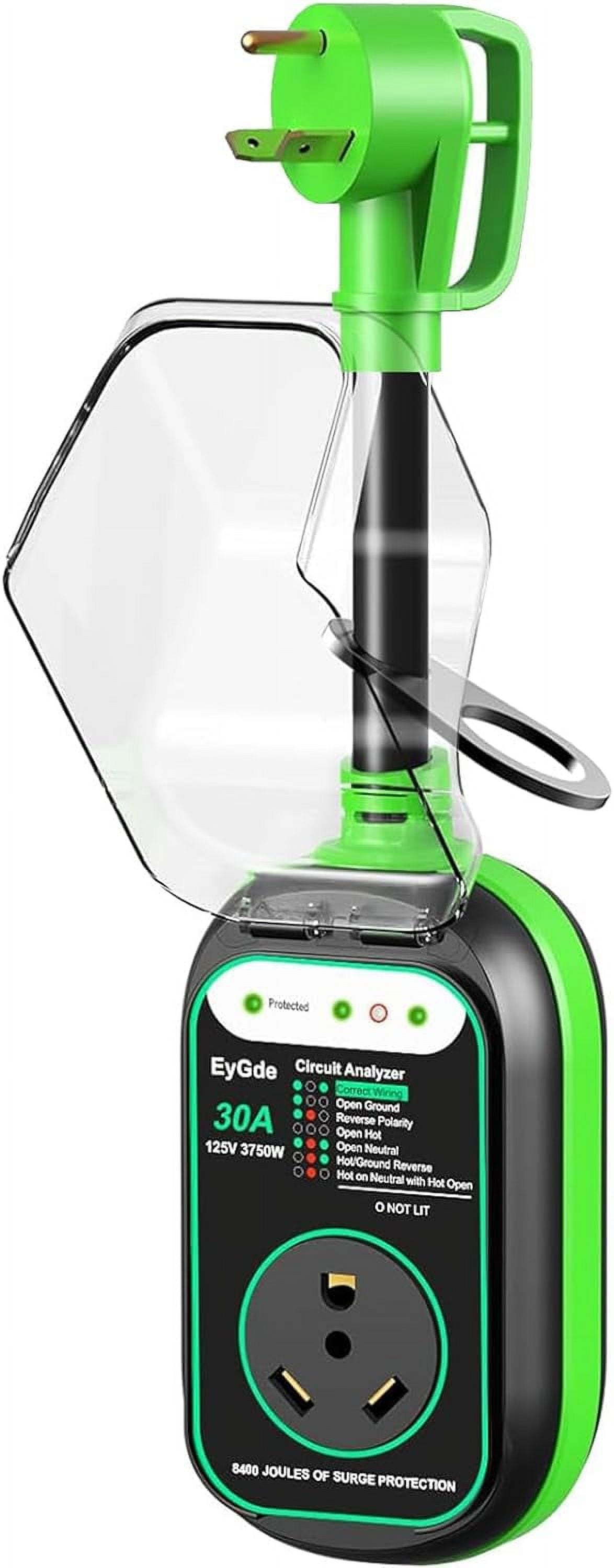 30 Amp to 15 Amp 110 RV Adapter with Surge Protector Waterproof - Patented 4500J 5-15P Male to ...