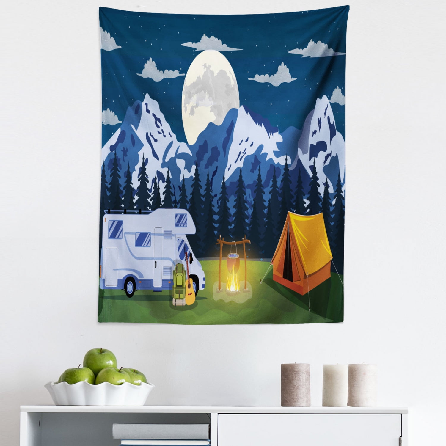 RV Tapestry, Outdoors Activity Themed Camping Area Image in the Woods ...