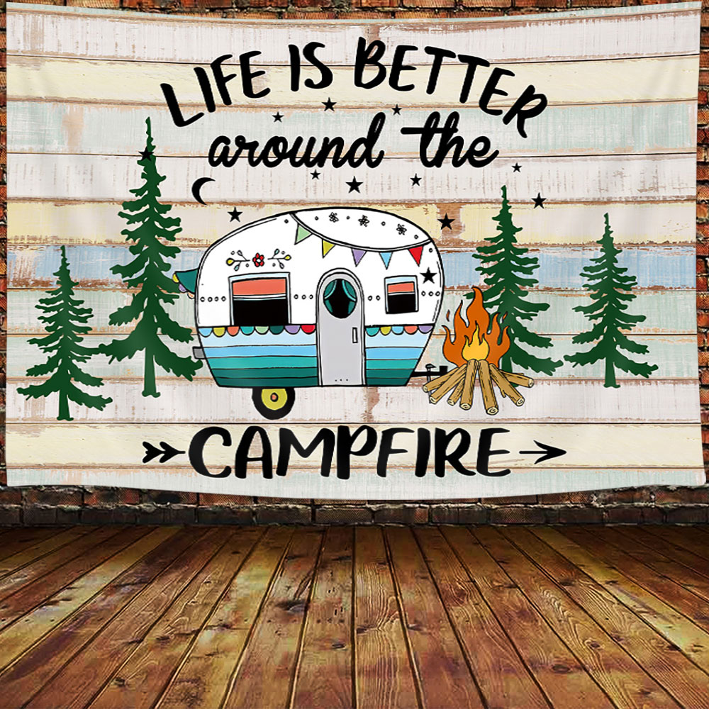 RV Tapestry Wall Hanging, Happy Camping Tapestries Camper Tapestry ...