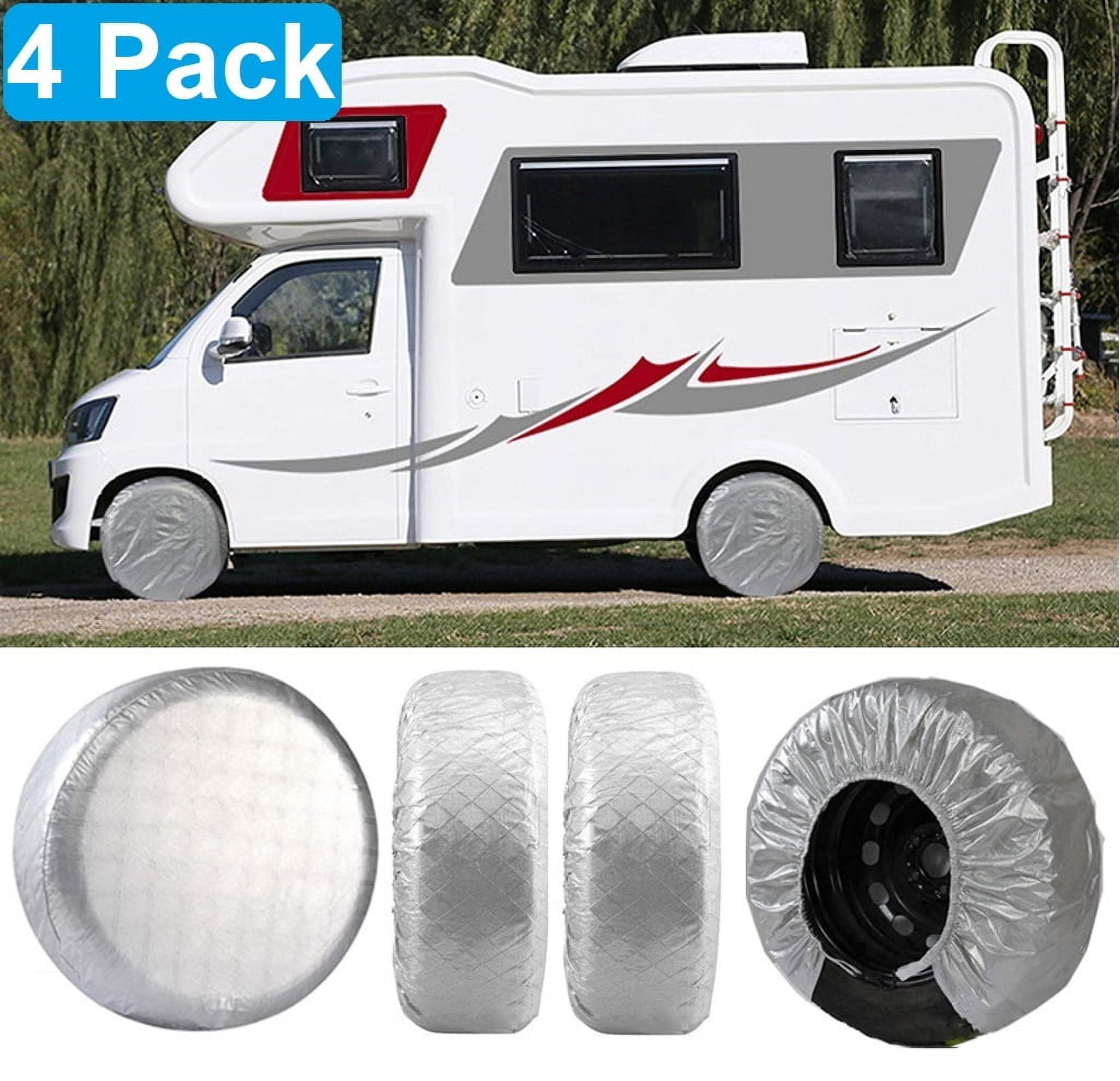 RV Tire Covers Set of 4, Waterproof Silver Wheel Covers Against Dirt ...