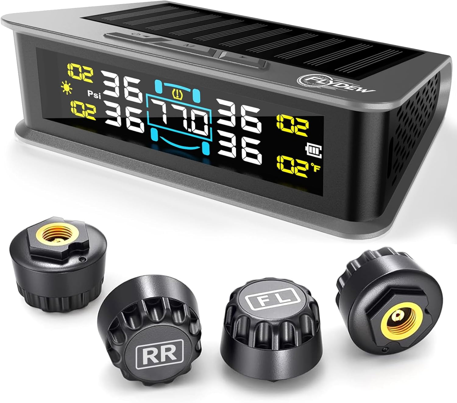 RV Tire Pressure Monitoring System (TPMS) - TPMS sensors set of 4 & 6 Alarm Modes | Solar/USB ...