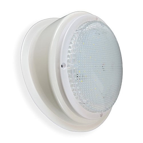 RV Trailer Camper 5th Wheel White 8.5" Round Scare Porch 12V LED Light ...