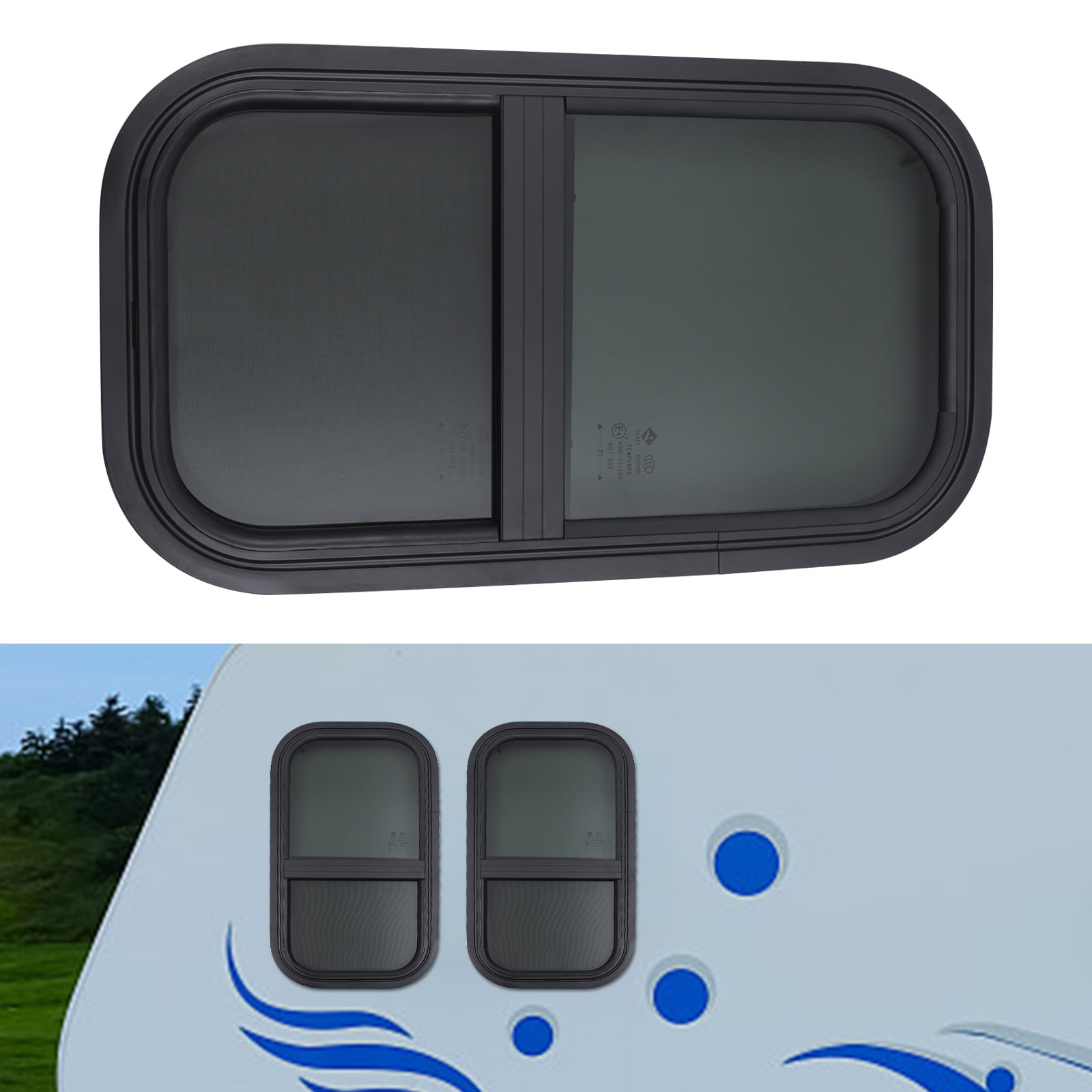 RV Trailer Camper Window 12 x 22 x Vertical Slider w/ Mounting Trim ...