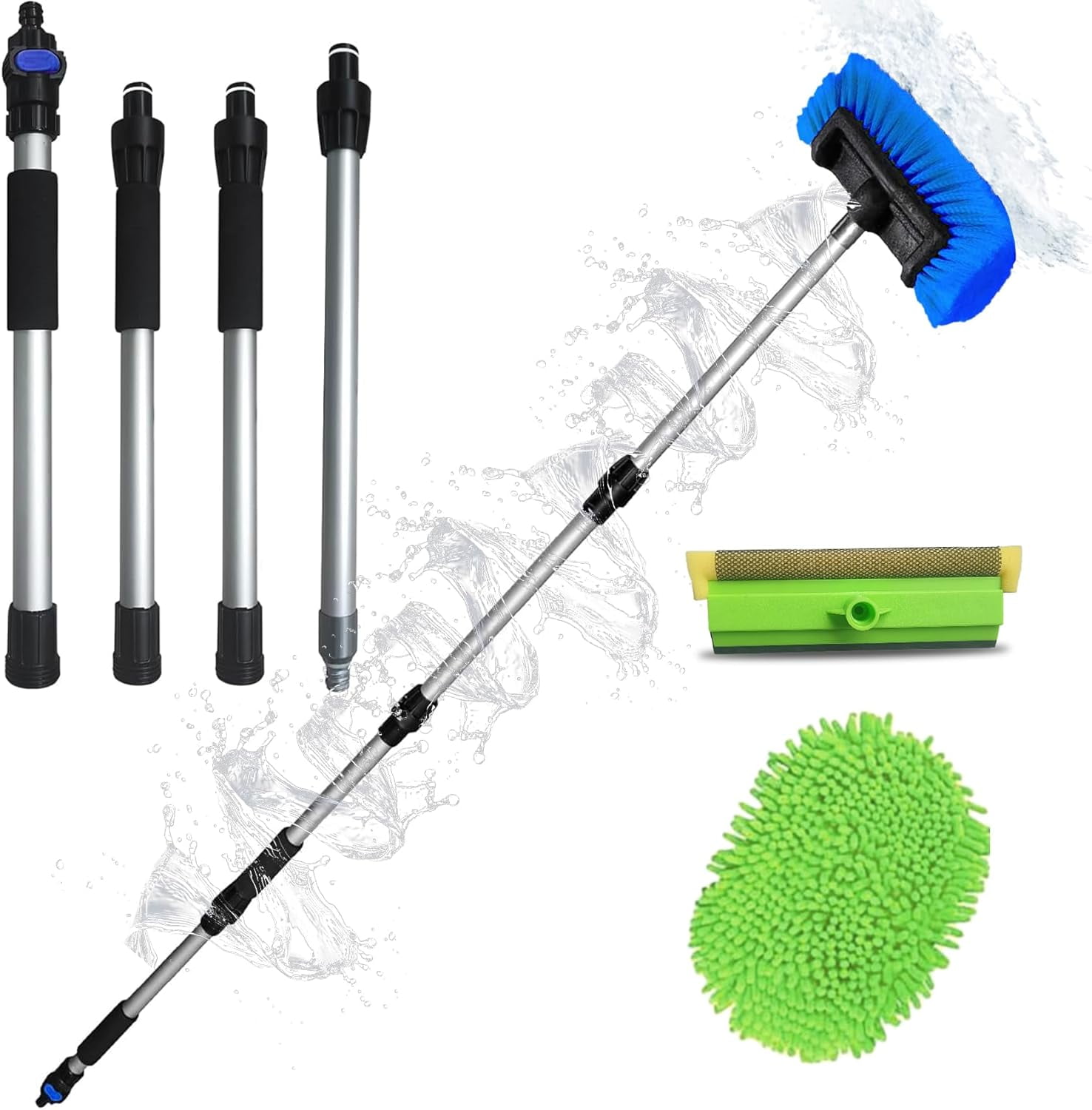 RV/Truck Wash Brush Kit with Soft Bristle Head, Adjustable Telescopic ...
