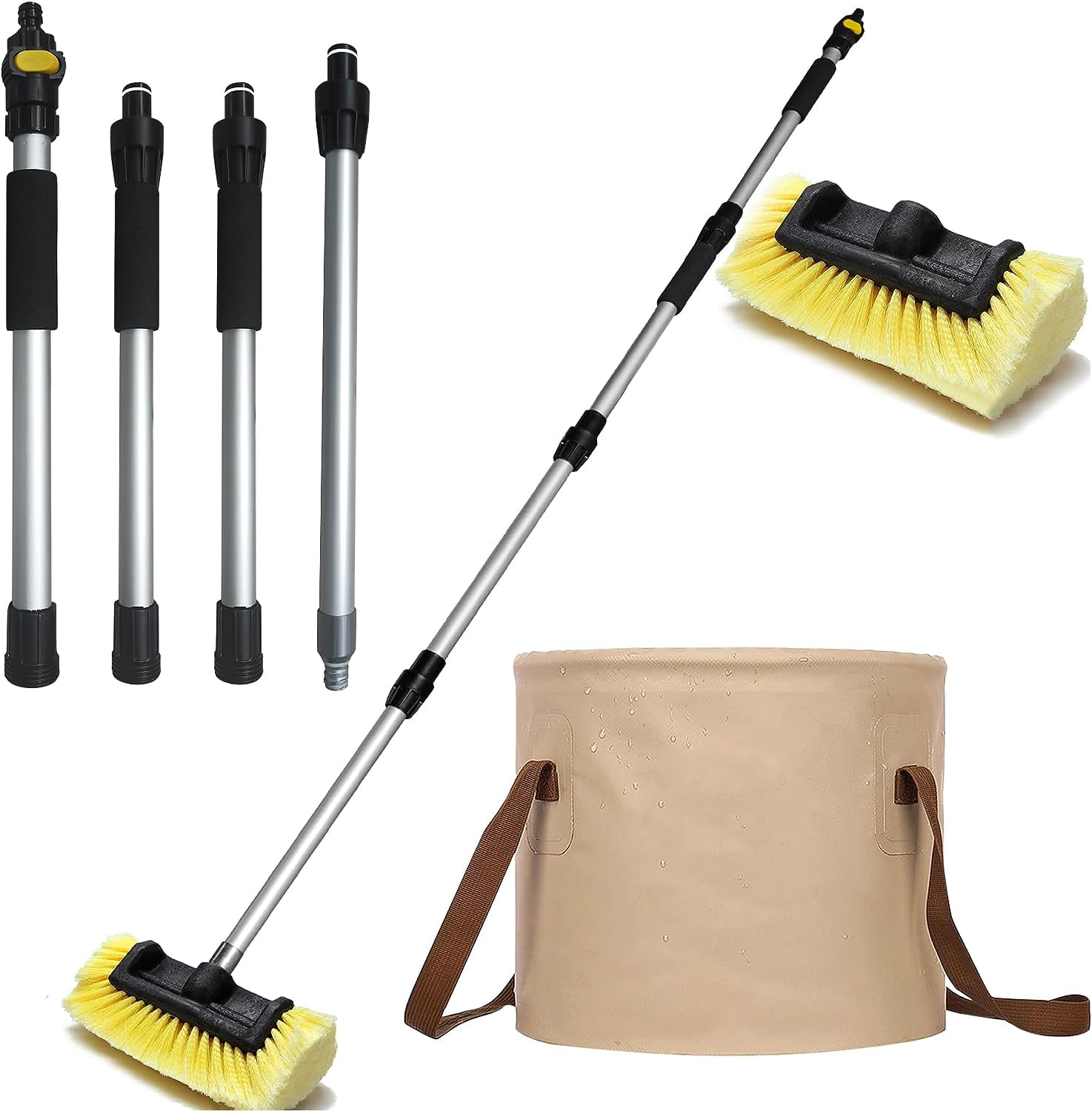 RV/Truck Wash Brush Kit with Soft Bristle Head, Adjustable Telescopic ...
