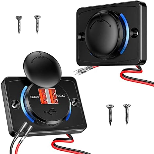RV USB Outlet 12V Wall Mount(2 Pack), Quick Charge 3.0 Dual USB Car ...