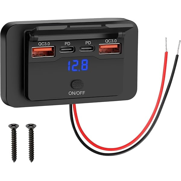 RV USB Outlet, Dual USB A & USB C Ports Car Charger Socket Panel with ...