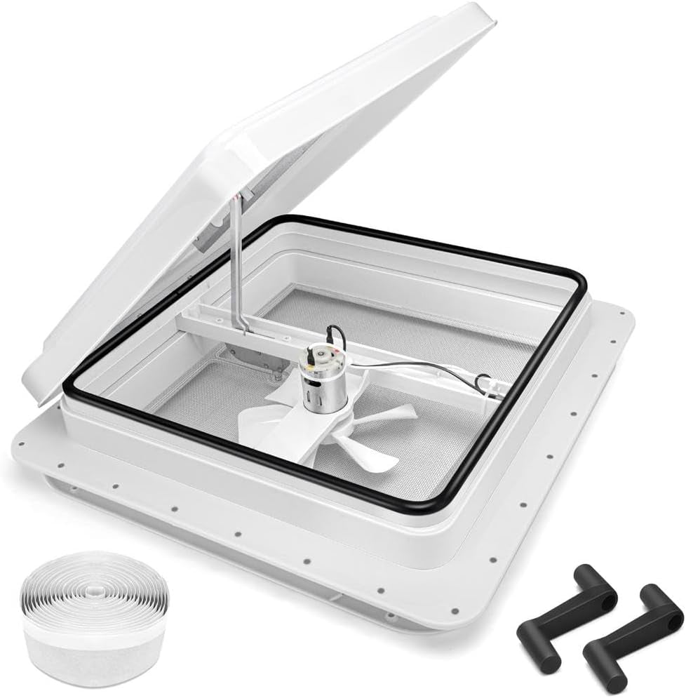 RV Vent Fan 14 Inch Trailer Roof Vent with 12V Fan, 14" x 14" RV Roof ...