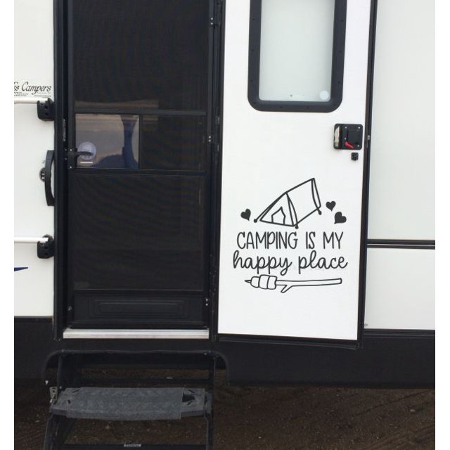 RV Wall Art Decal Decor Camping Happy Place Tent Camper Stickers Quote ...