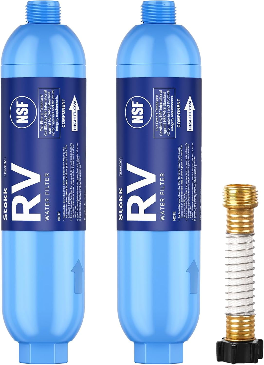 RV Water Filter with Flexible Hose Protector, NSF Certified, Inline ...