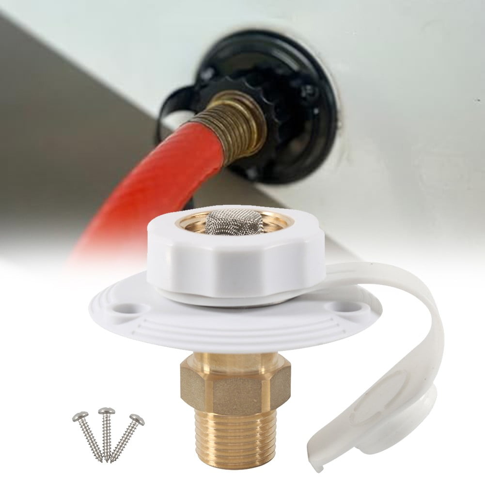 RV Water Inlet Connection City Water Fill Inlet Flange Brass with Check ...