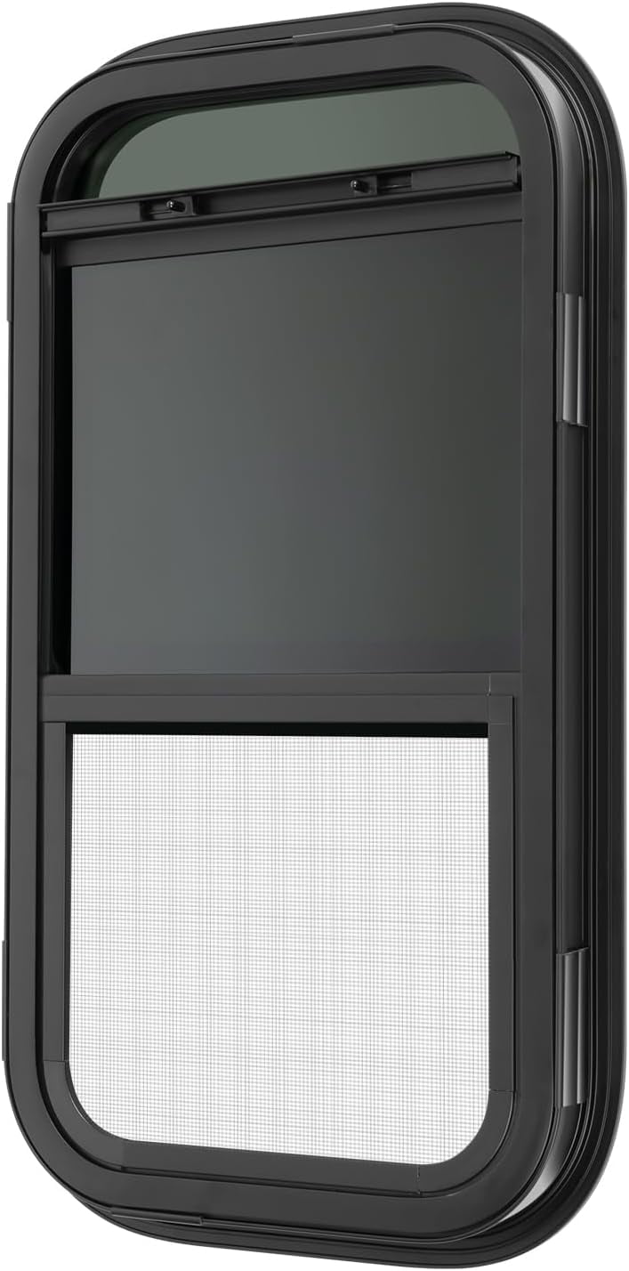 RV Window 12" X 22", RV Vertical Sliding Window with Trim Ring, Camper ...